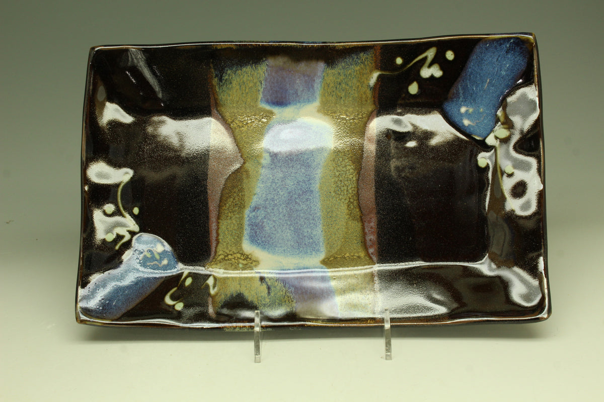 Rectangular Serving tray in Turquoise - handmade stoneware pottery ...