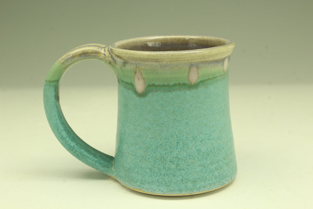 12oz mug w. large handle turquoise glaze – Hodaka Pottery